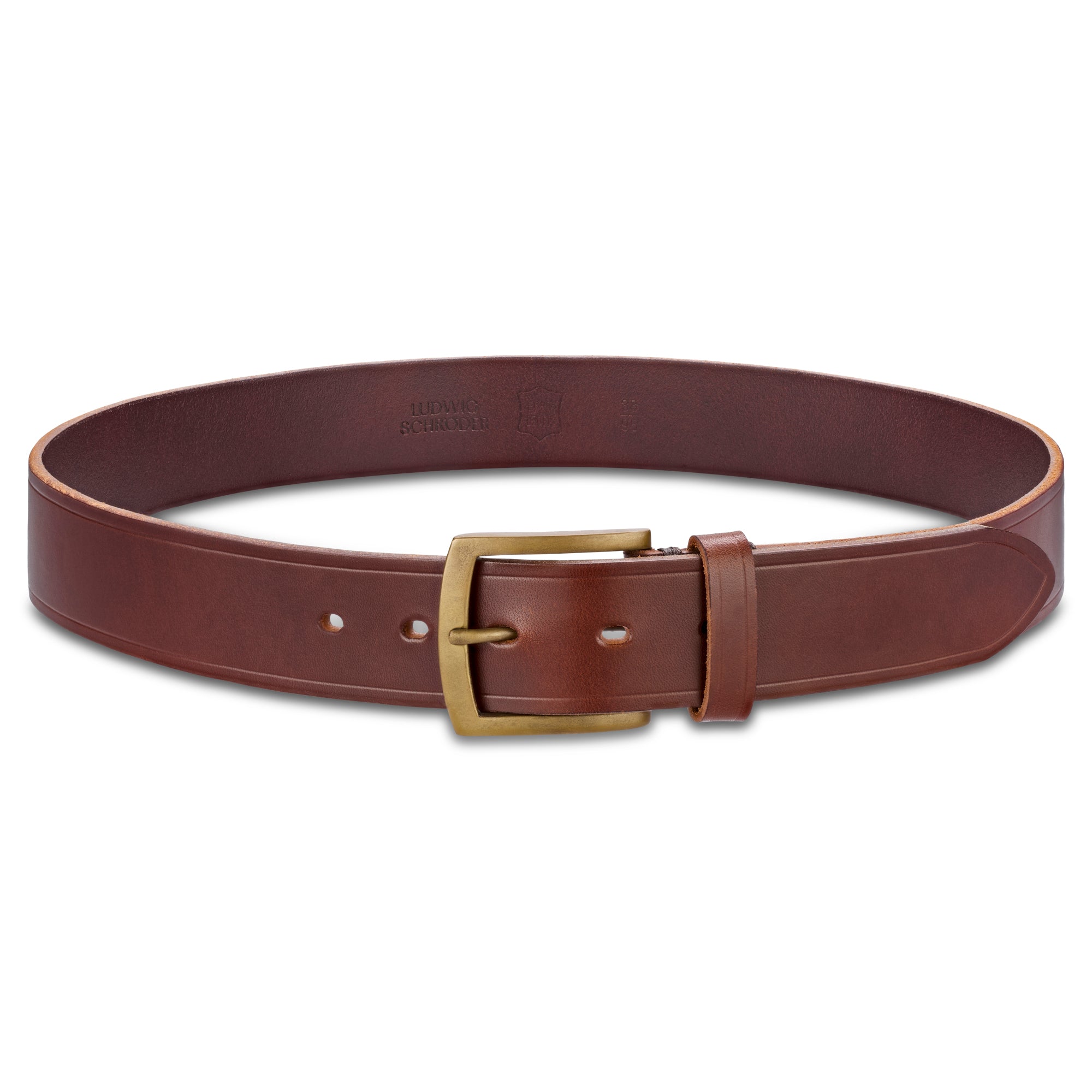 Brauner Gürtel 100% aus Deutschland: Kobel-Leder mit Bronzeschnalle